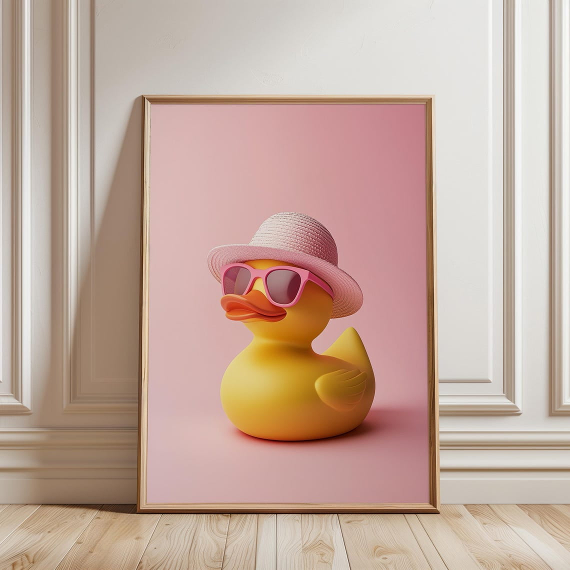 Miluva Cute Rubber Duck Bathroom Wall Art Decor, Pink Duck Art, Duck ...