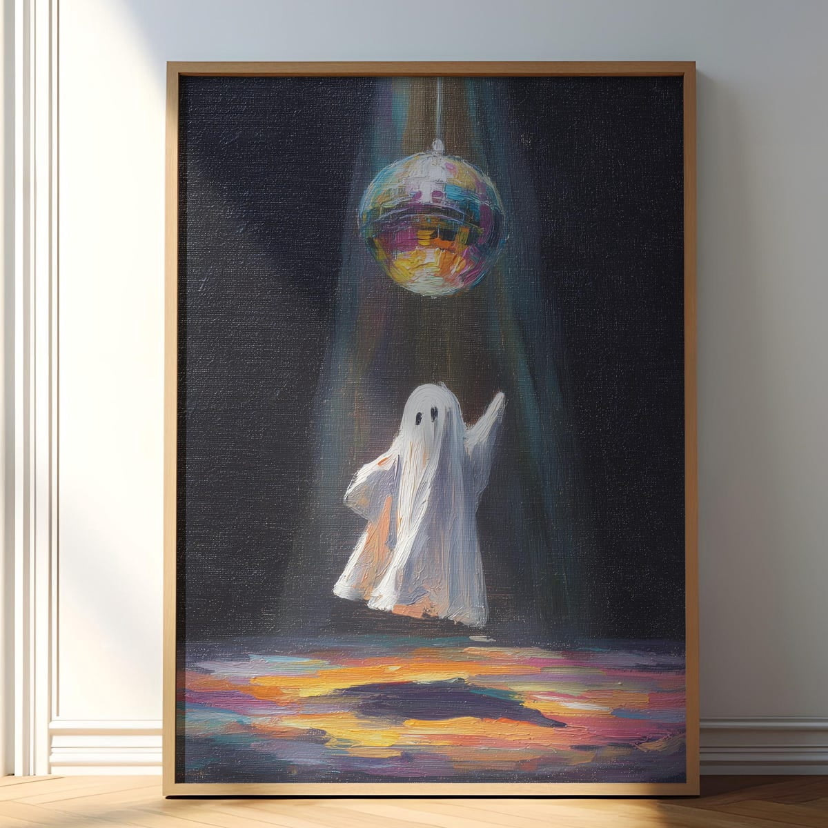 Miluva Cute ghost dancing print – Vintage halloween disco ball poster ...