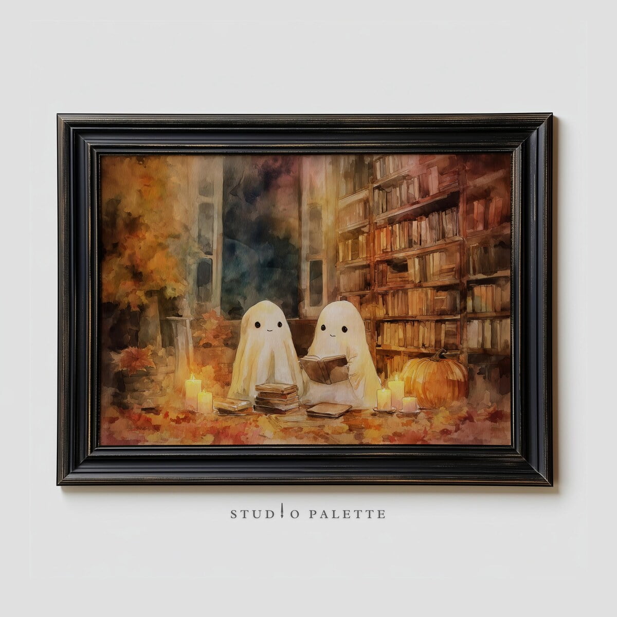 Miluva Cute ghost reading print – Book halloween ghost print – Romantic ...