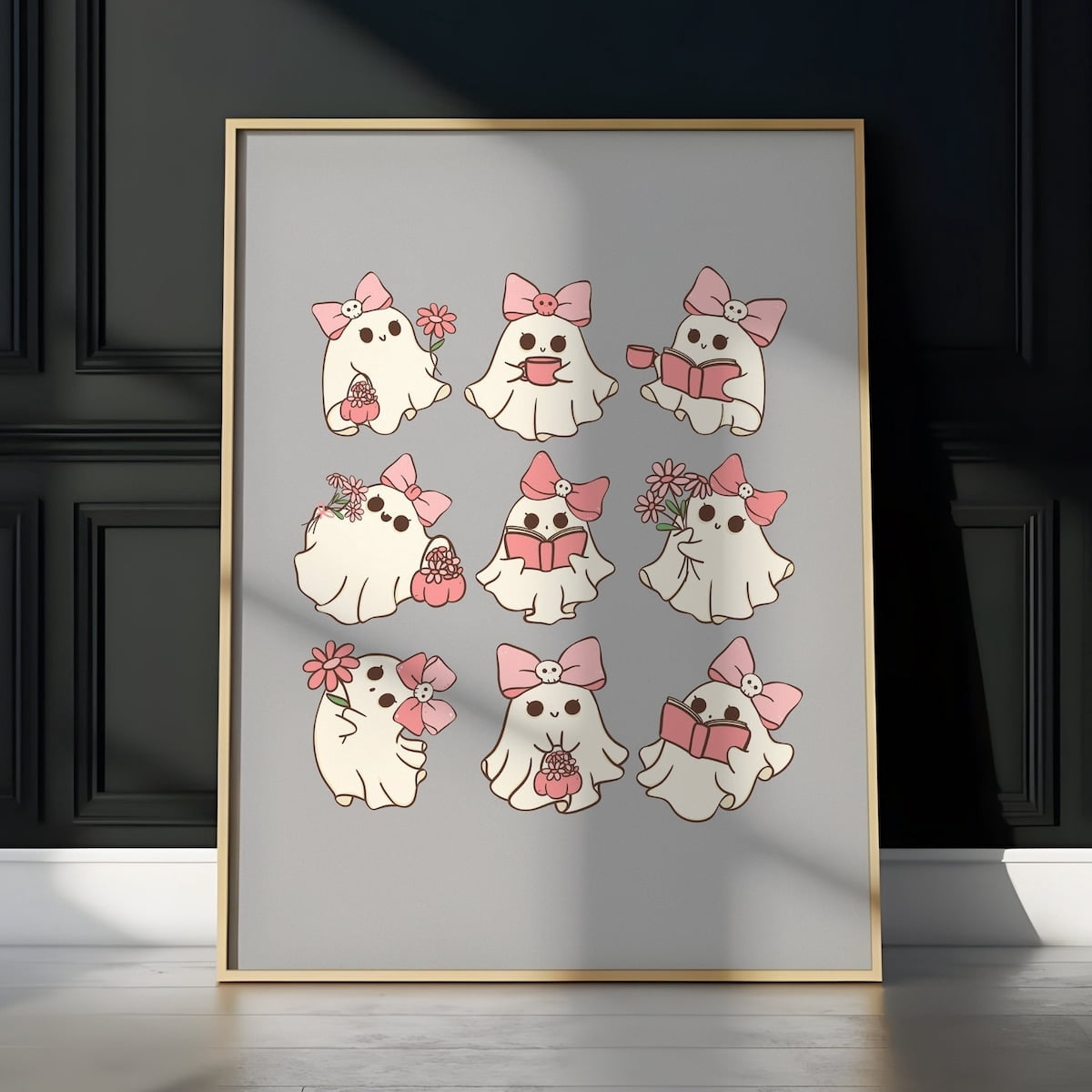 Miluva Cute ghost wall art girly ghost poster ghosts reading books ...