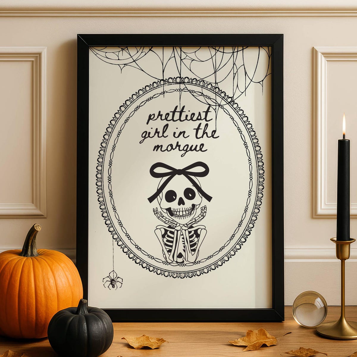 Miluva Cute girly goth skeleton wall art creepy cute halloween poster ...