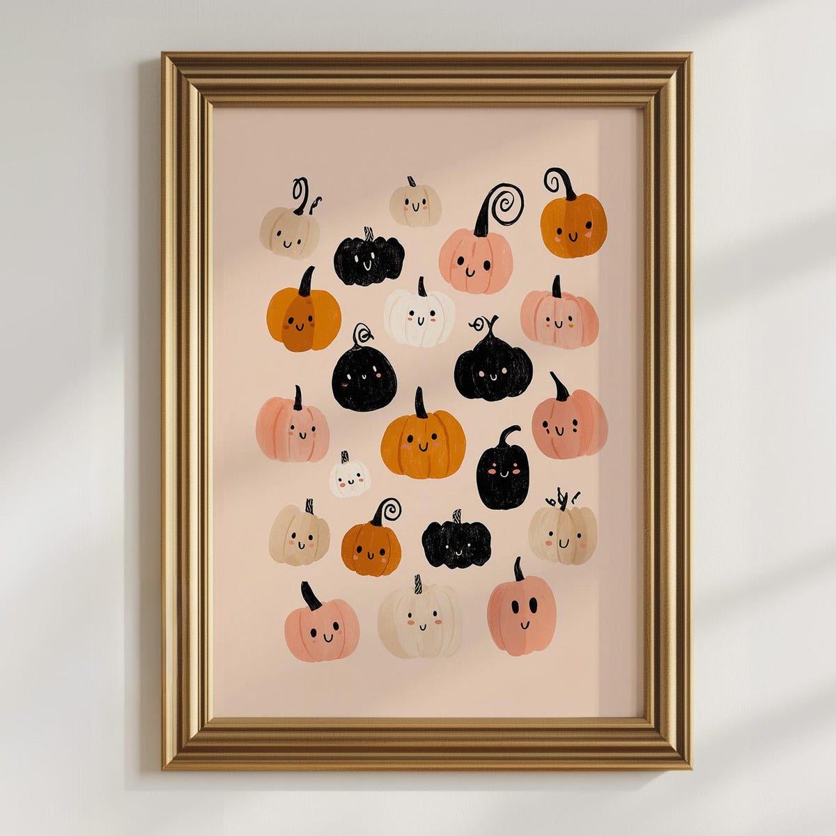 Miluva Cute pumpkin art halloween kitchen print – Neutral fall wall art ...