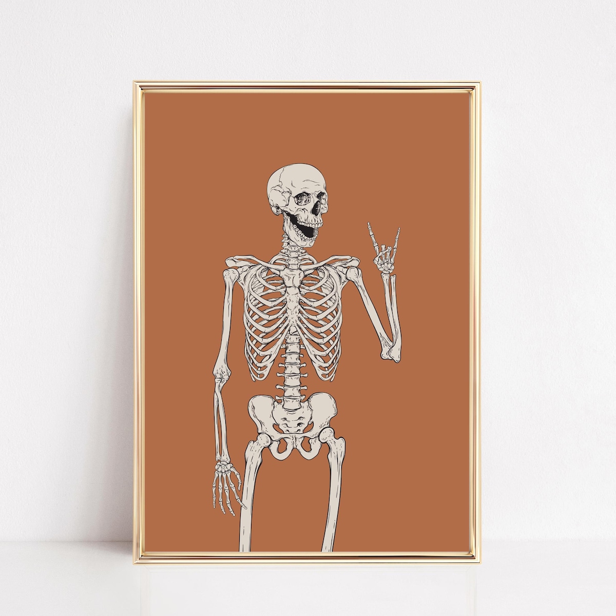Miluva Cute skeleton print orange halloween poster trendy halloween ...