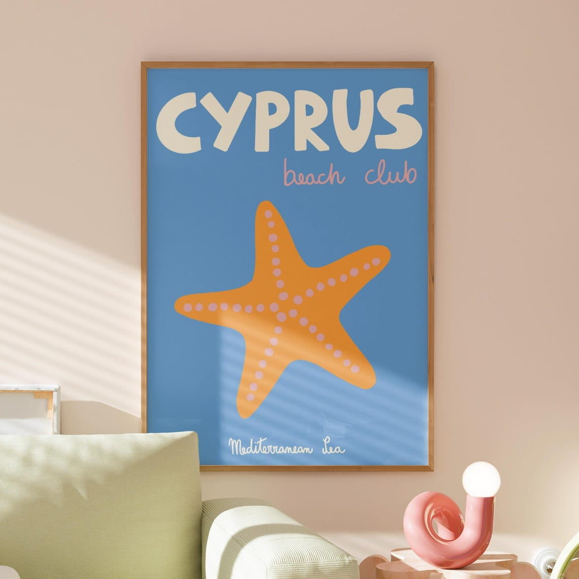 Miluva Cyprus Poster, Preppy Travel Wall Art, Minimal Tropical Print, Preppy Summer Beach Decor ...