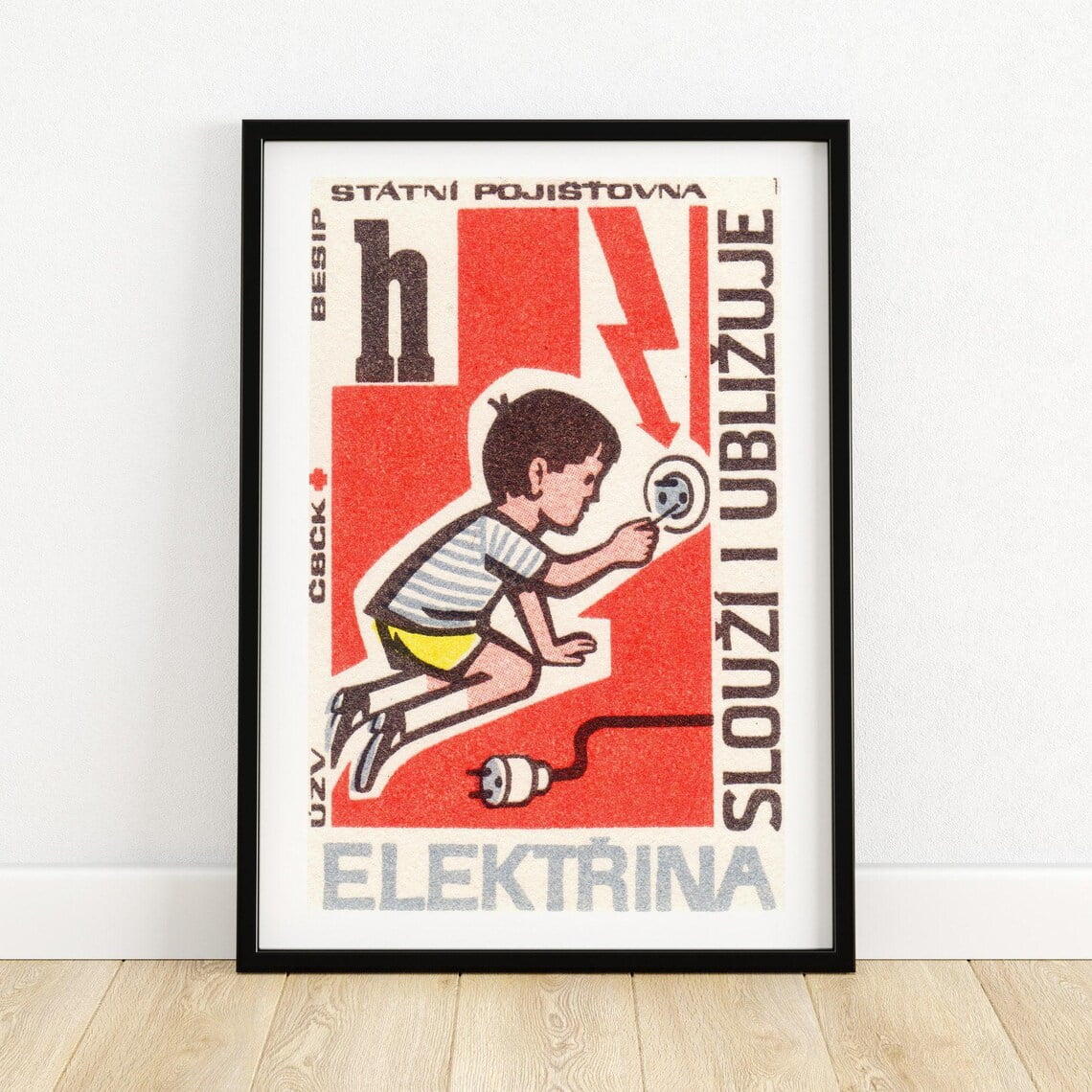 Miluva Czech Safety Poster Art Mid-Century Decor Vintage Electric ...