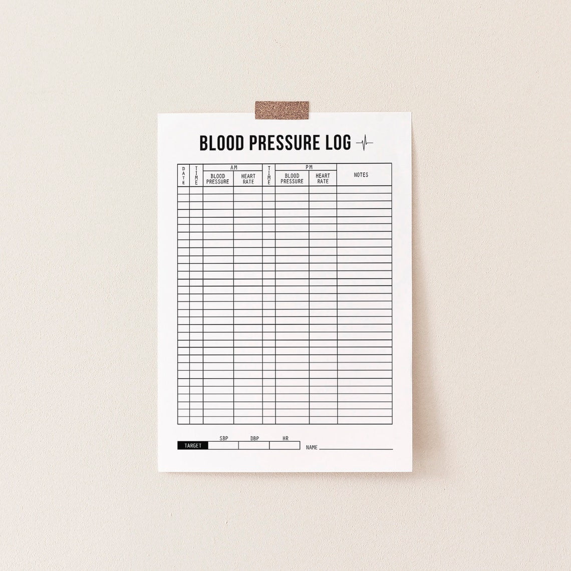 Miluva Daily Blood Pressure Chart, Printable Blood Pressure Tracker ...