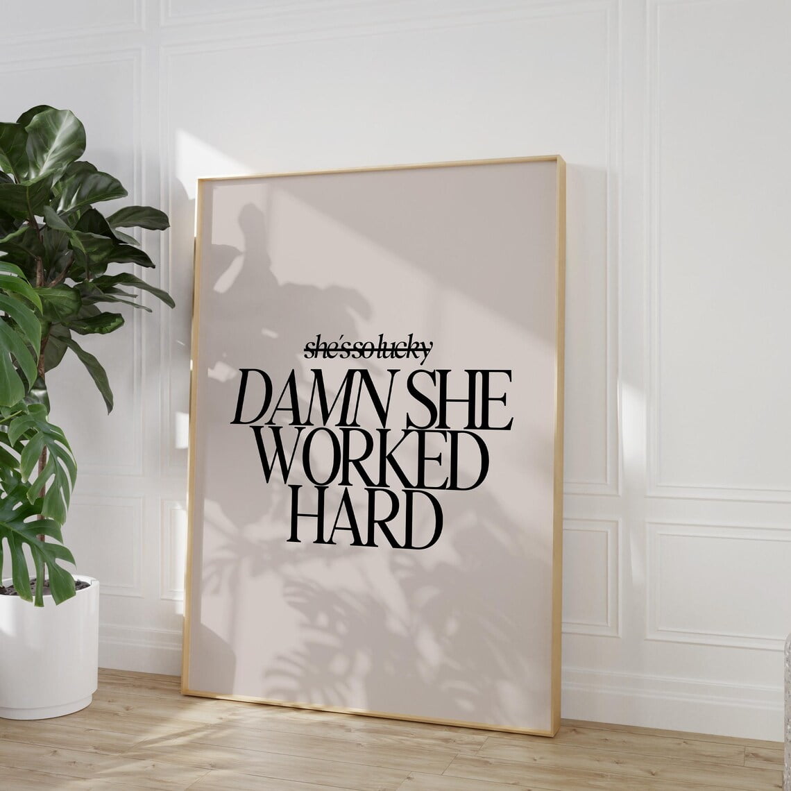 Miluva Damn She Worked Hard Motivational Feminist Wall Art, Minimalist ...