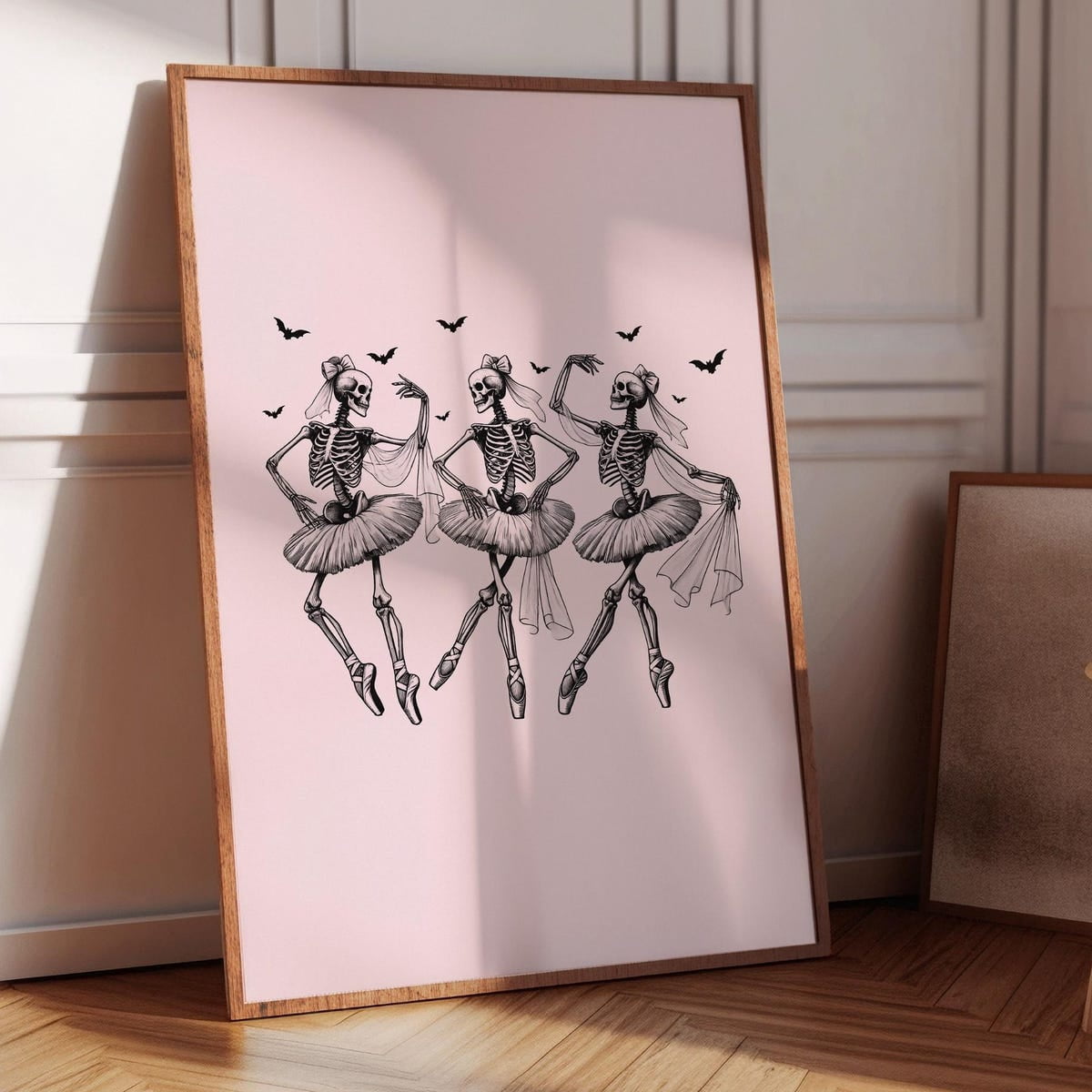 Miluva Dancing skeletons print pink halloween decor ballerina skeleton ...