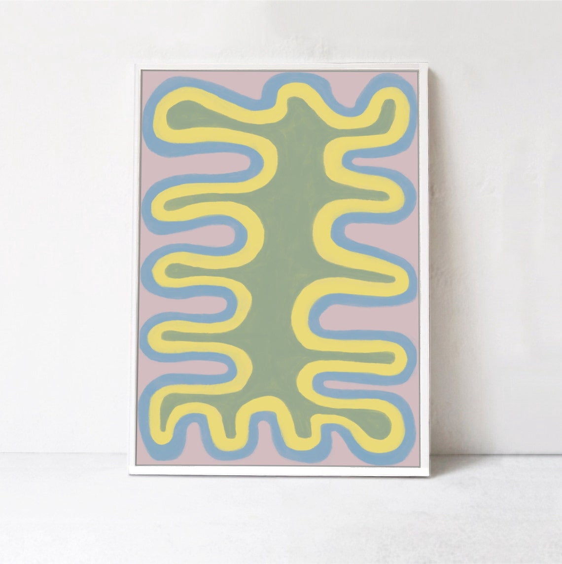Miluva Danish Pastels Wall Decor, Abstract Squiggly Wavy Lines ...