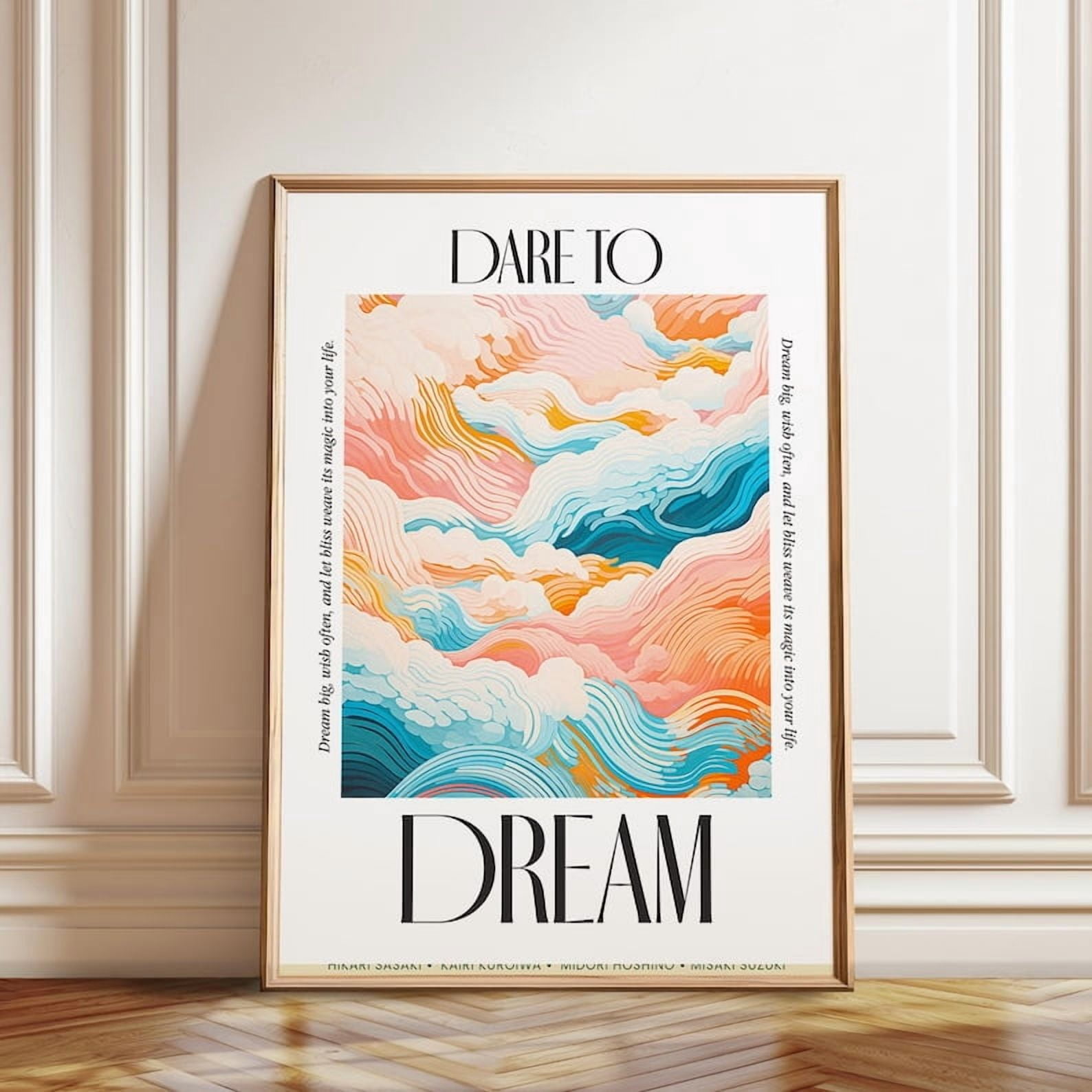Miluva Dare To Dream Wall Art - Inspirational Abstract Waves Art Poster ...