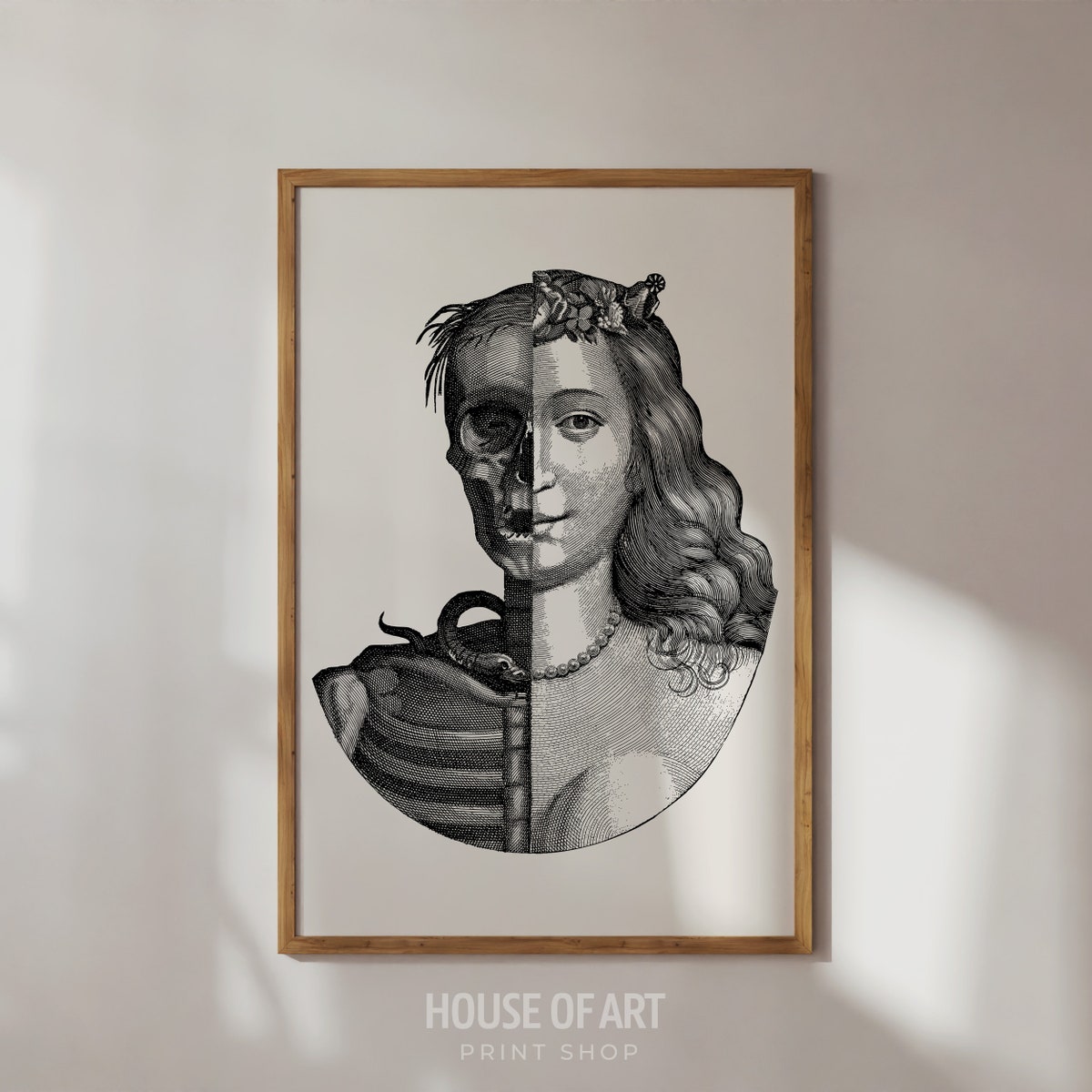 Miluva Death art – Gothic poster – Skeleton woman illustration – Home ...