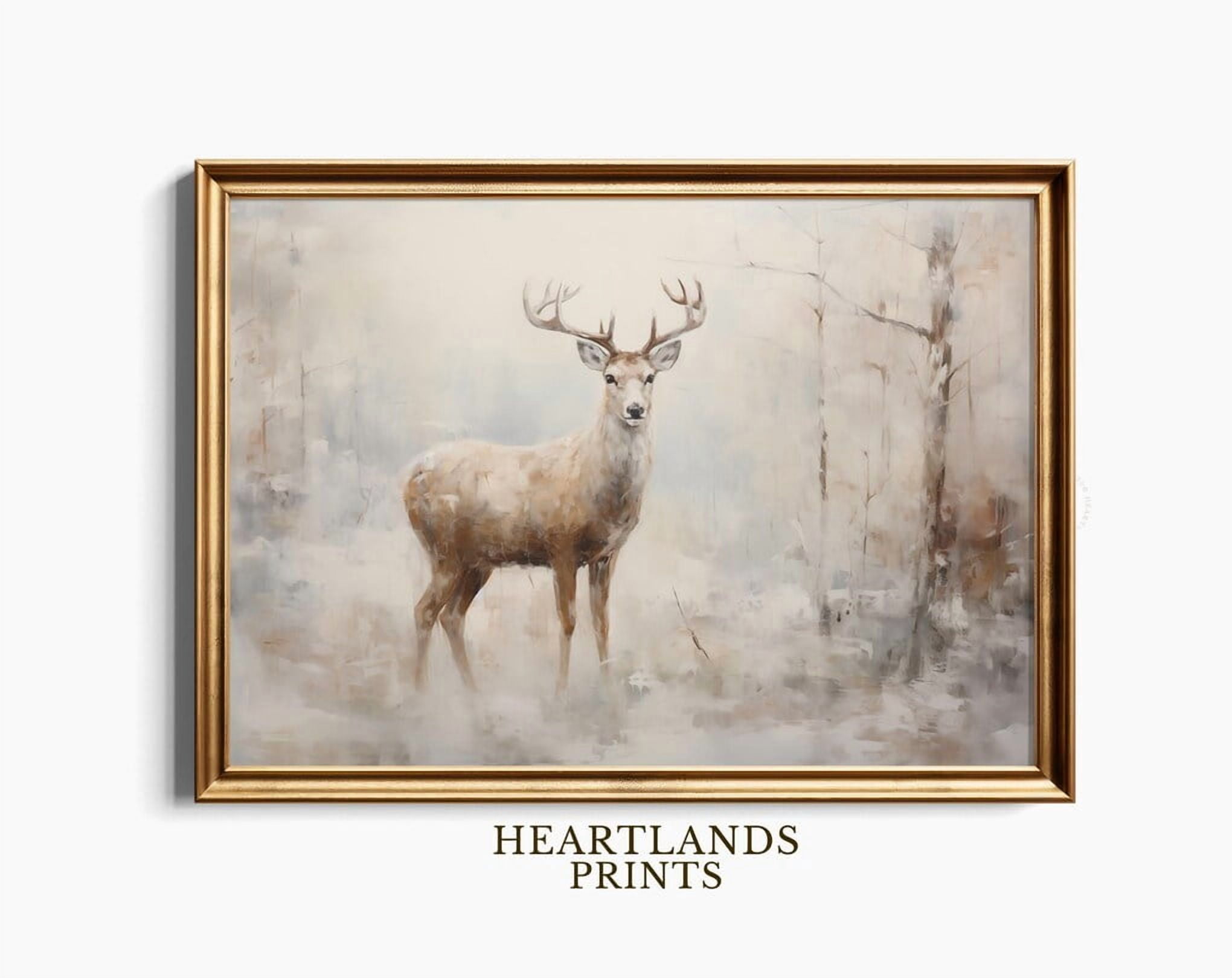 Miluva Deer Printable Deer Wall Art, Moody Farmhouse Winter Holiday ...