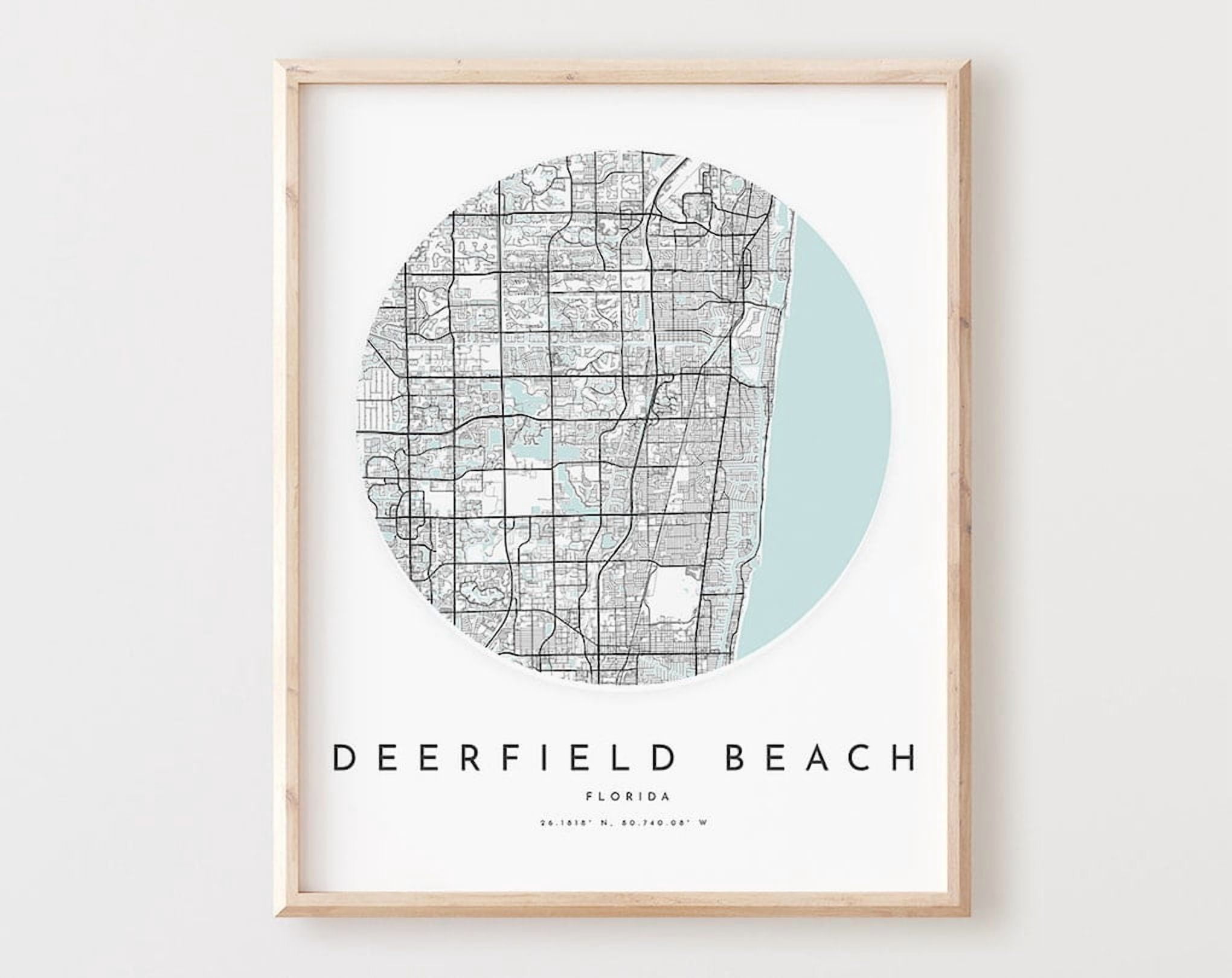 Miluva Deerfield Beach Map Print, Deerfield Beach Map Poster City Wall ...