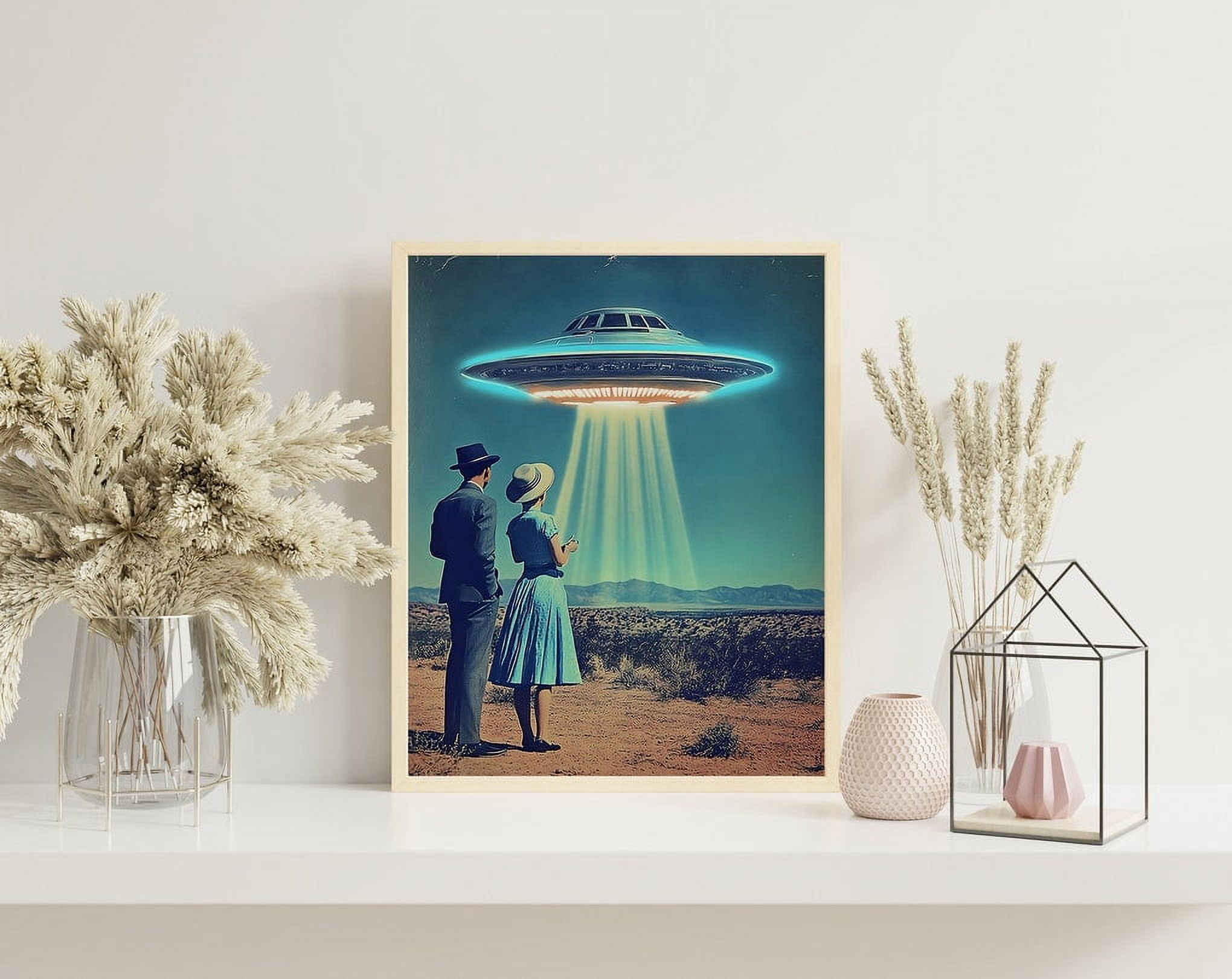 Miluva Desert Vacation Ufo Poster, 1950S Inspired Mid-Century Ufo ...