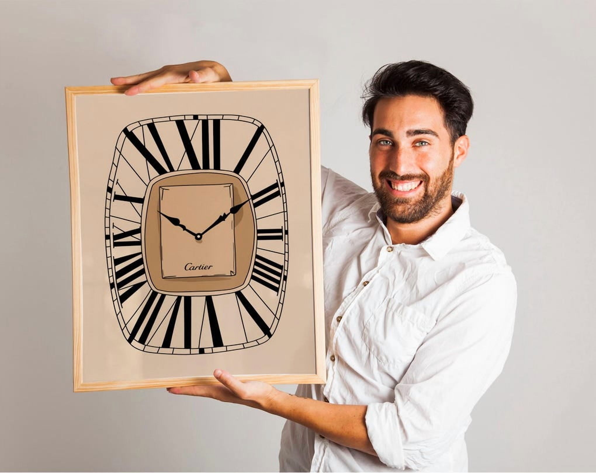 Miluva Designer Clock Funky Wall Art Featuring Pink And Orange Retro ...