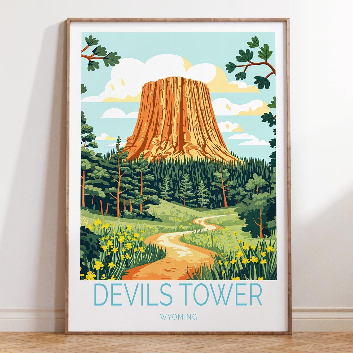 Miluva Devils Tower Wyoming Poster, Wyoming Travel Wall Art, Devils ...