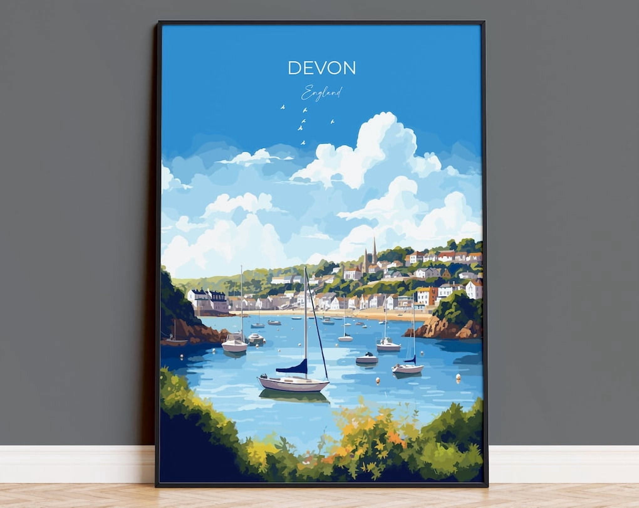 Miluva Devon Print Wall Art, Travel Poster Of Devon, England, Devon Art ...