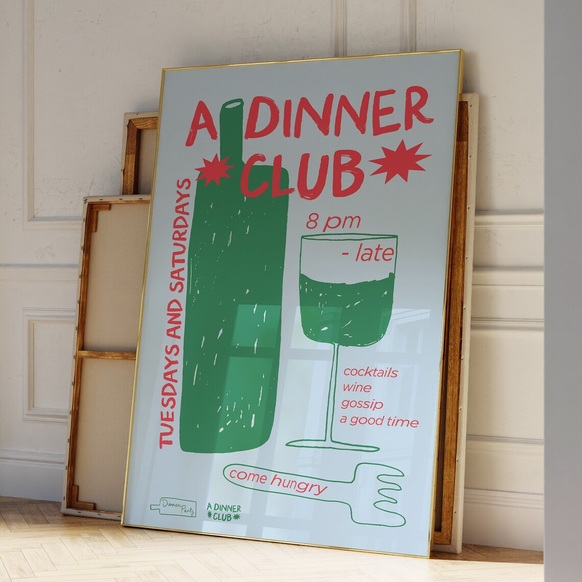 Miluva Dinner Club Print, Dinner Party Art, Hand-Illustrated Supper ...