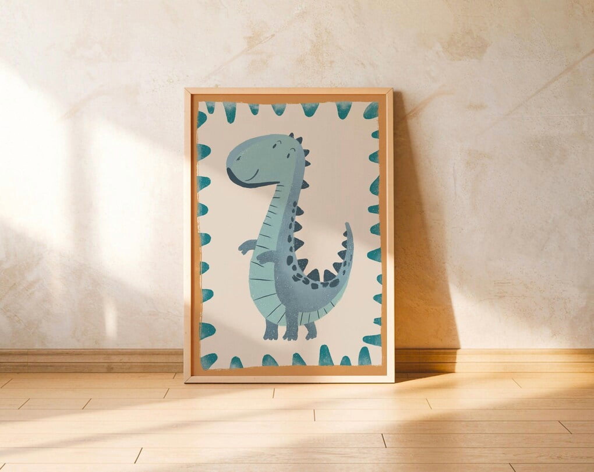 Miluva Dinosaur Nursery Wall Art Blue Green Dino Poster For Kids Room ...