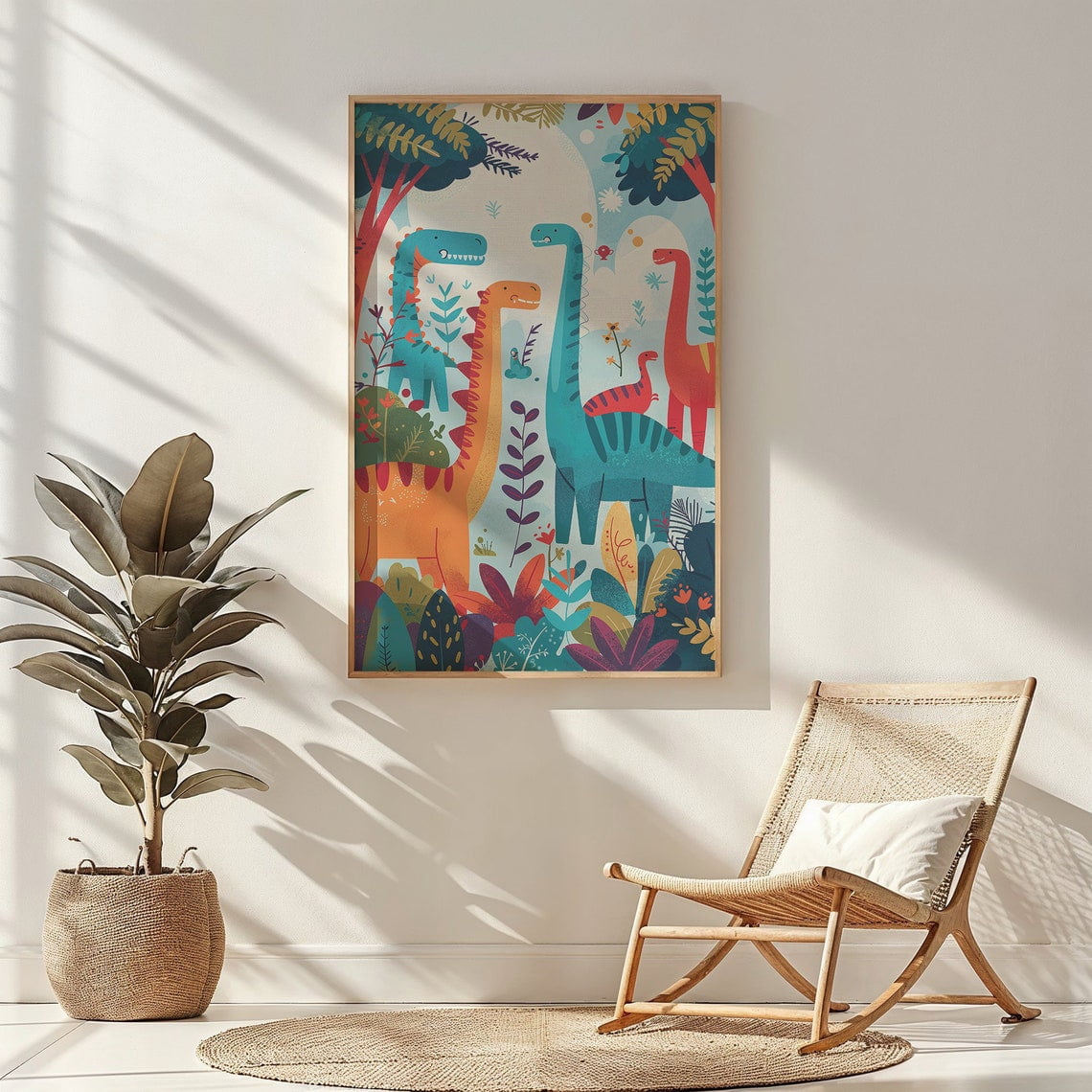 Miluva Dinosaur Nursery Wall Art Kid Dinosaur Print Colorful ...