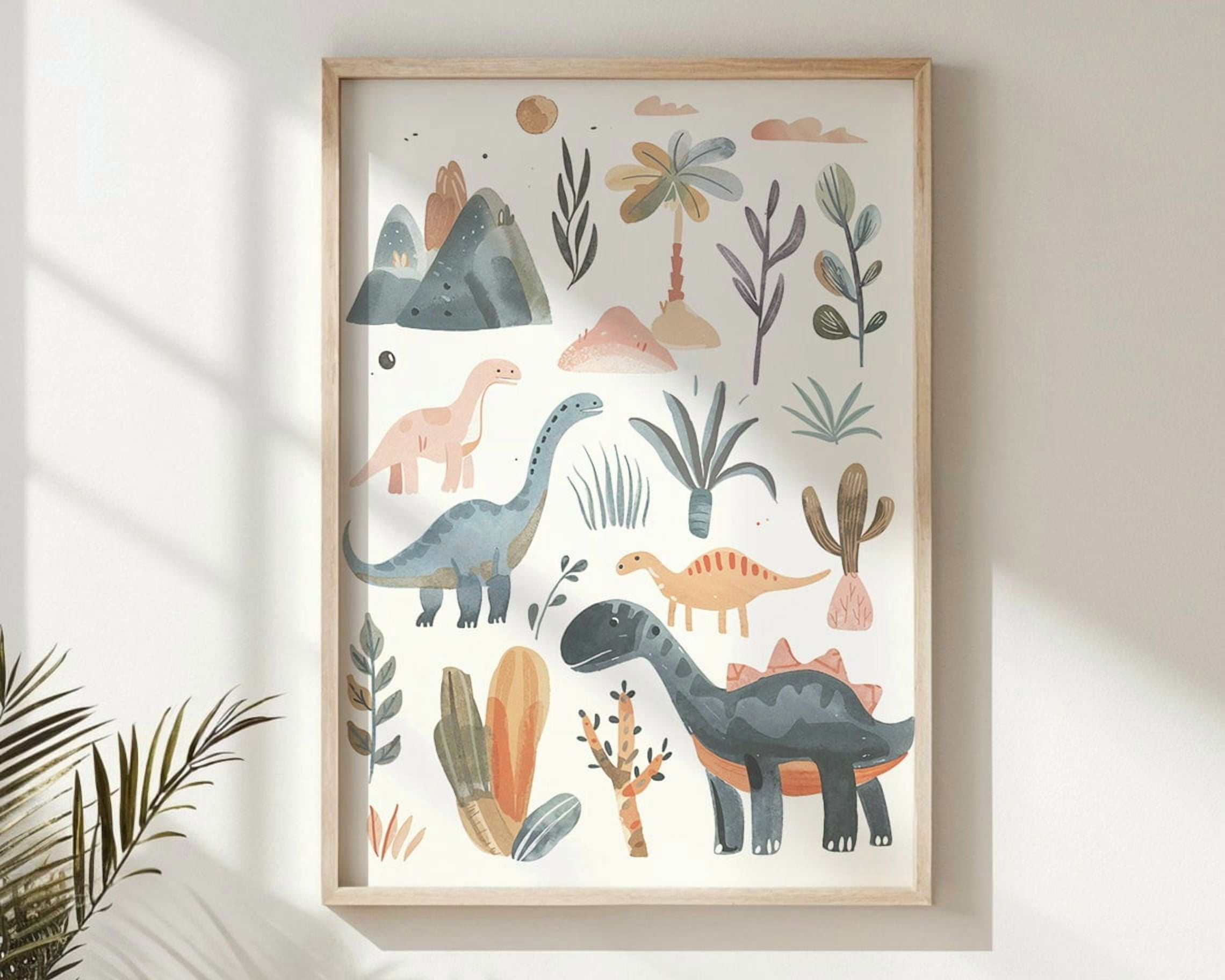 Miluva Dinosaur Nursery Wall Art Kids Poster, Prehistoric Animals ...