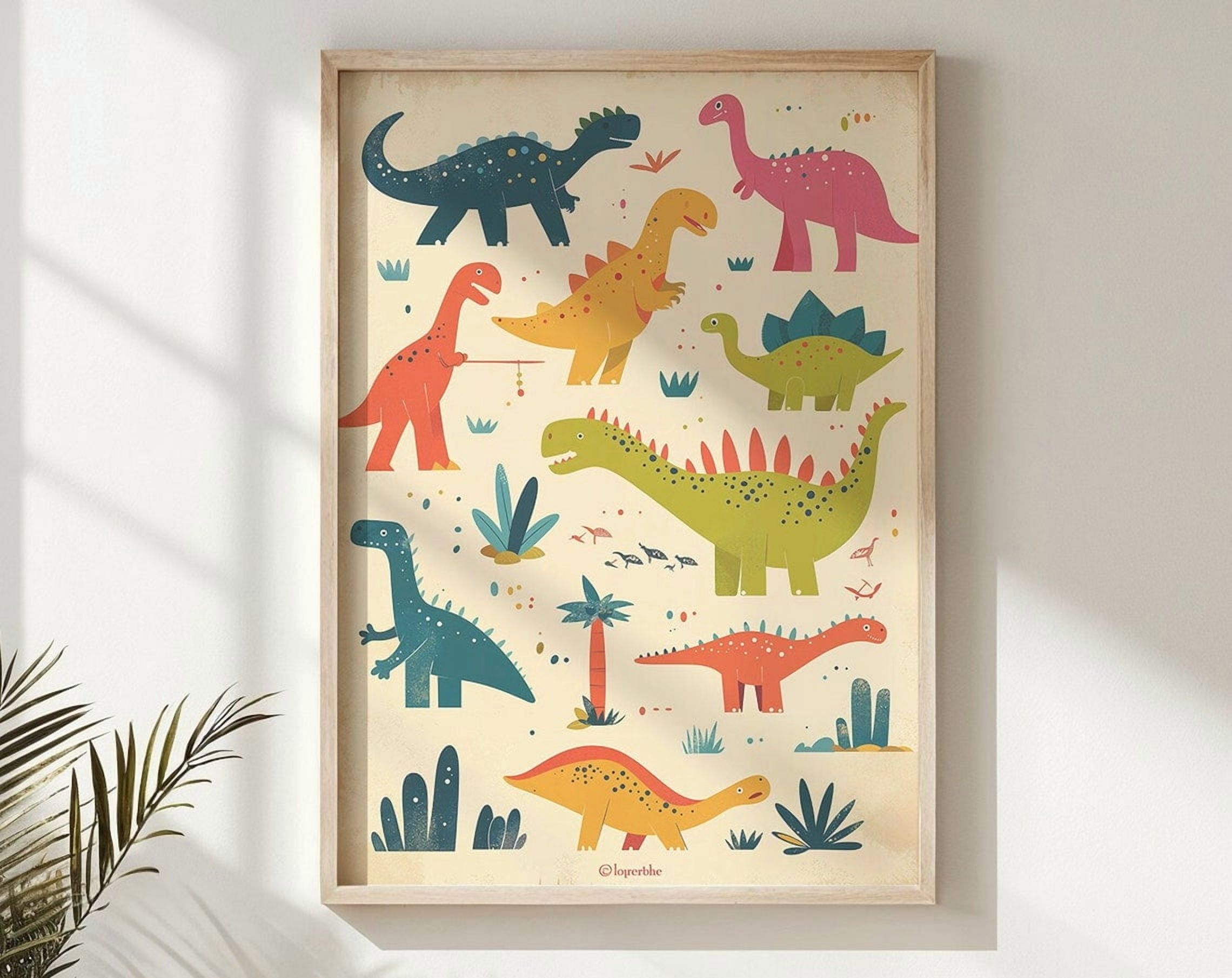Miluva Dinosaur Nursery Wall Art ~ Kids Room Decor ~ Colorful ...