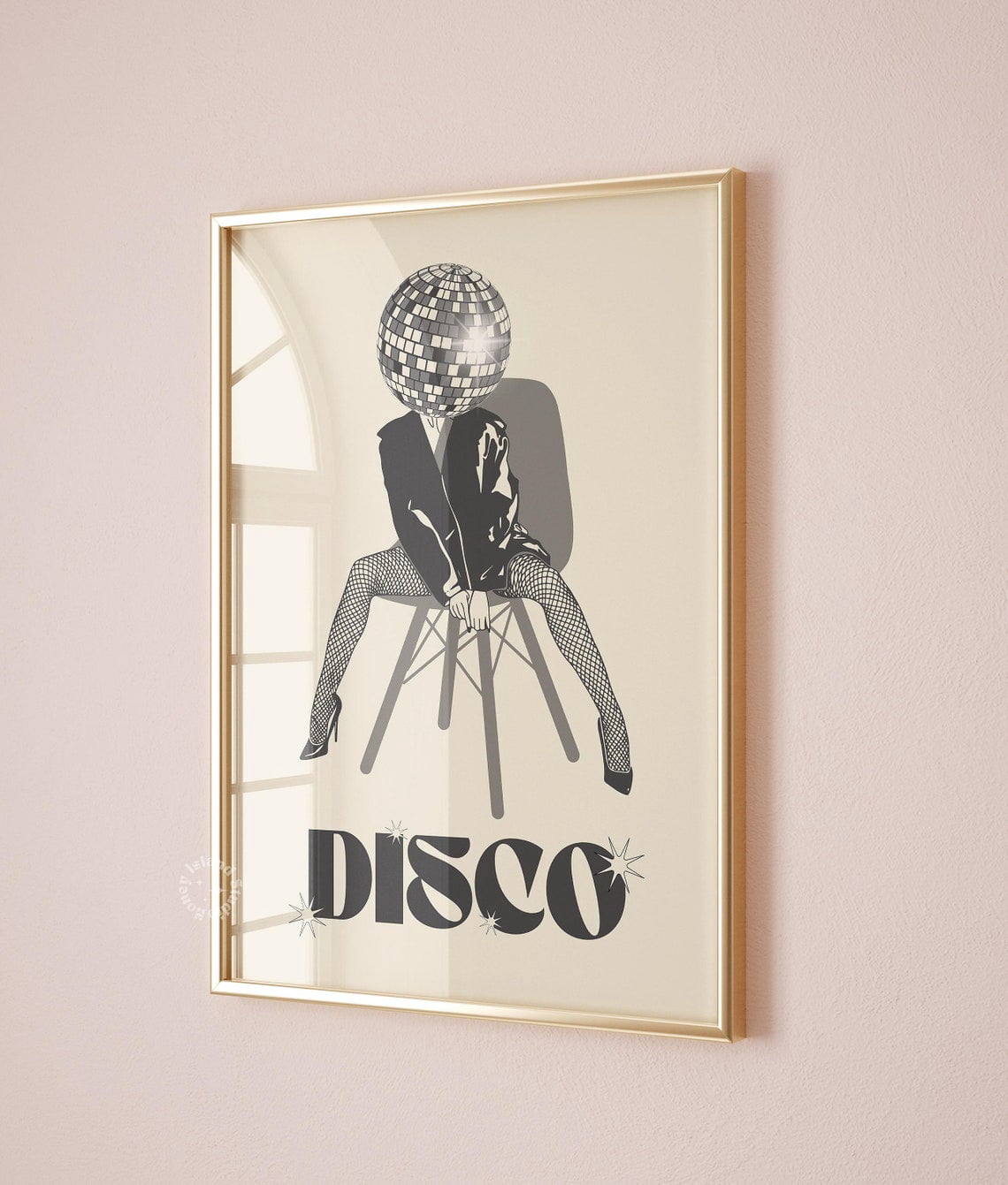 Miluva Disco Ball Head Poster, Funky Disco 70S Print, Fashion Posters ...