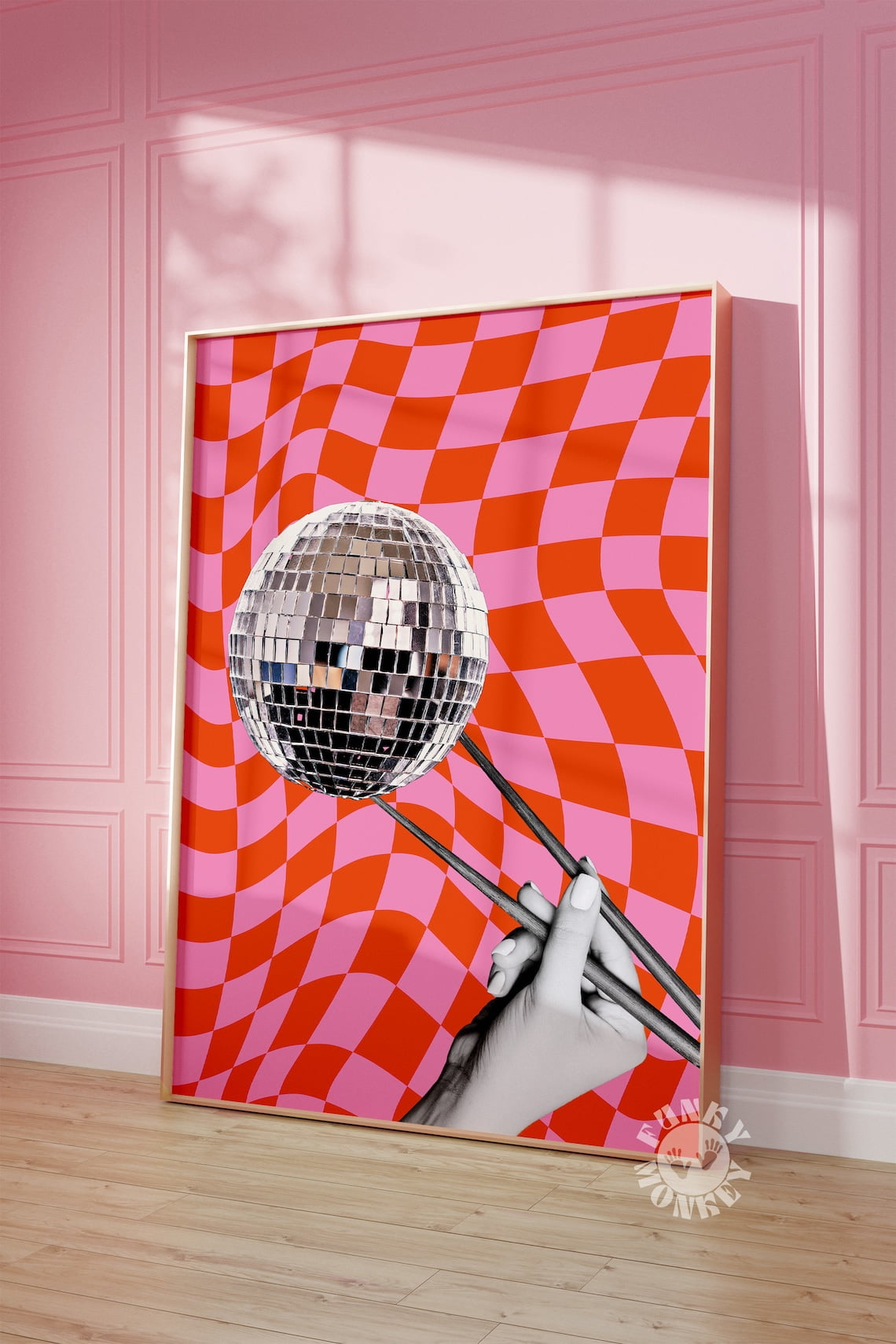 Miluva Disco Ball Print, Disco Chopstick Poster, Trendy Funky Wall Art ...