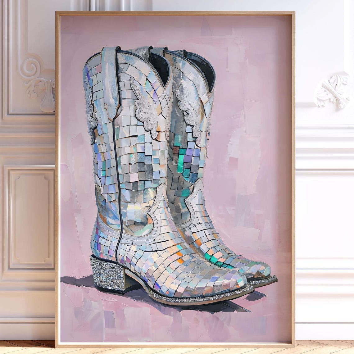 Miluva Disco Cowgirl Boots Print, Coastal Cowgirl Wall Art, Maximalist ...