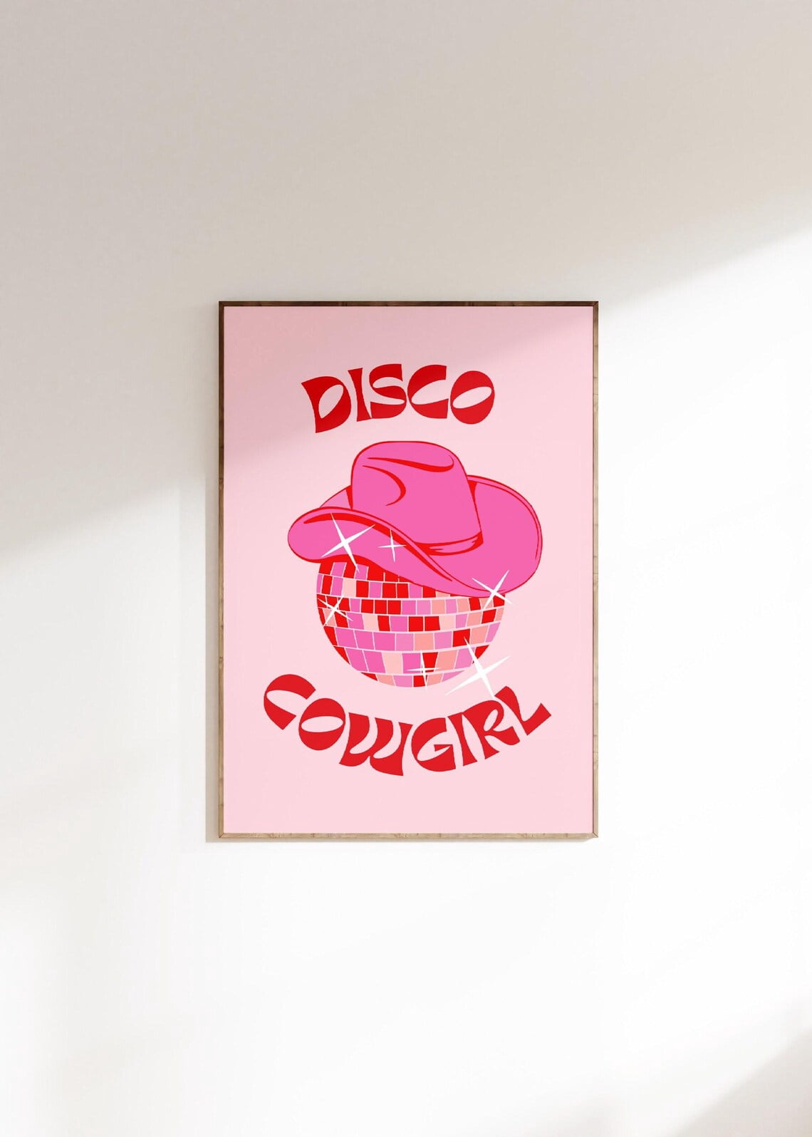 Miluva Disco Cowgirl Pink, Disco Ball, Retro Cowboy Hat Printable Wall ...
