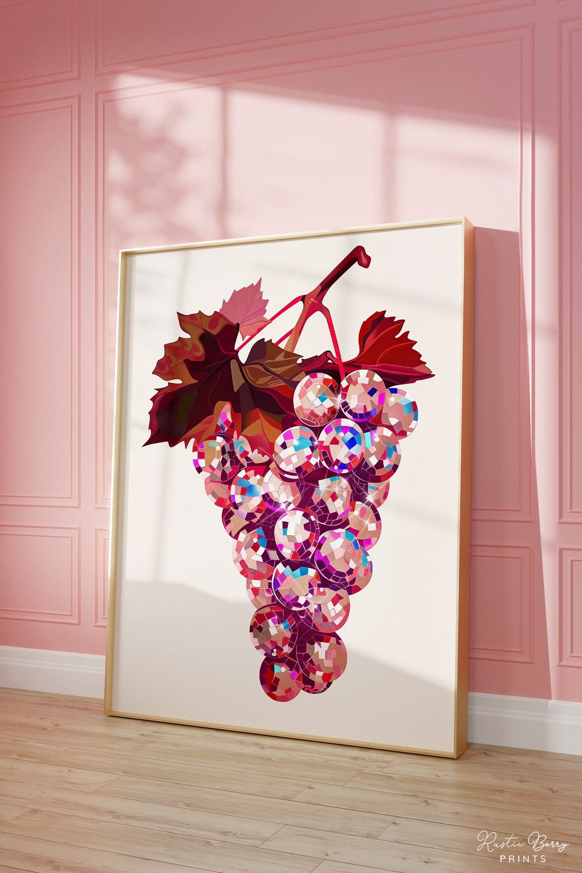 Miluva Disco Grapes Art Print Wall Art Poster Glam Disco Ball Grapes ...