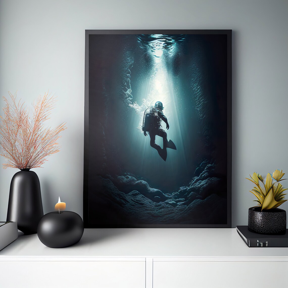 Miluva Diving Wall Art, Deep Sea Diver Wall Art Print, Diving Gifts ...