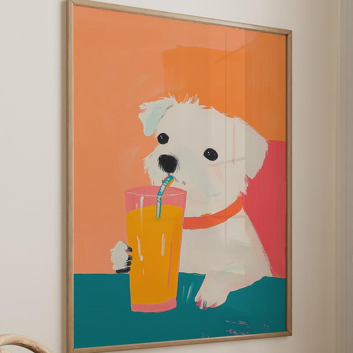 Miluva Dog Orange Juice Maximalist Eclectic Animal Portrait Print Funky ...