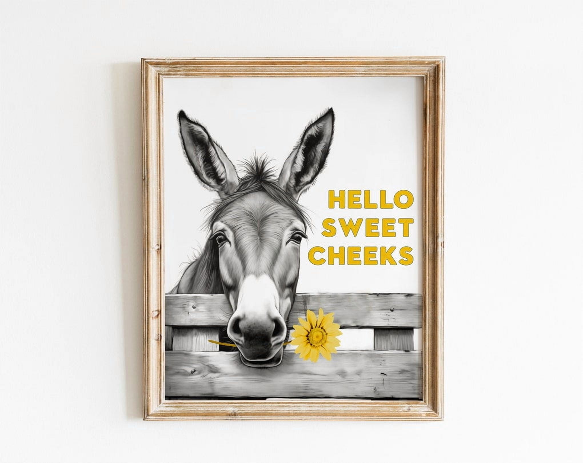 Miluva Donkey Bathroom, Hello Sweet Cheeks, Bathroom Print, Wall Art ...