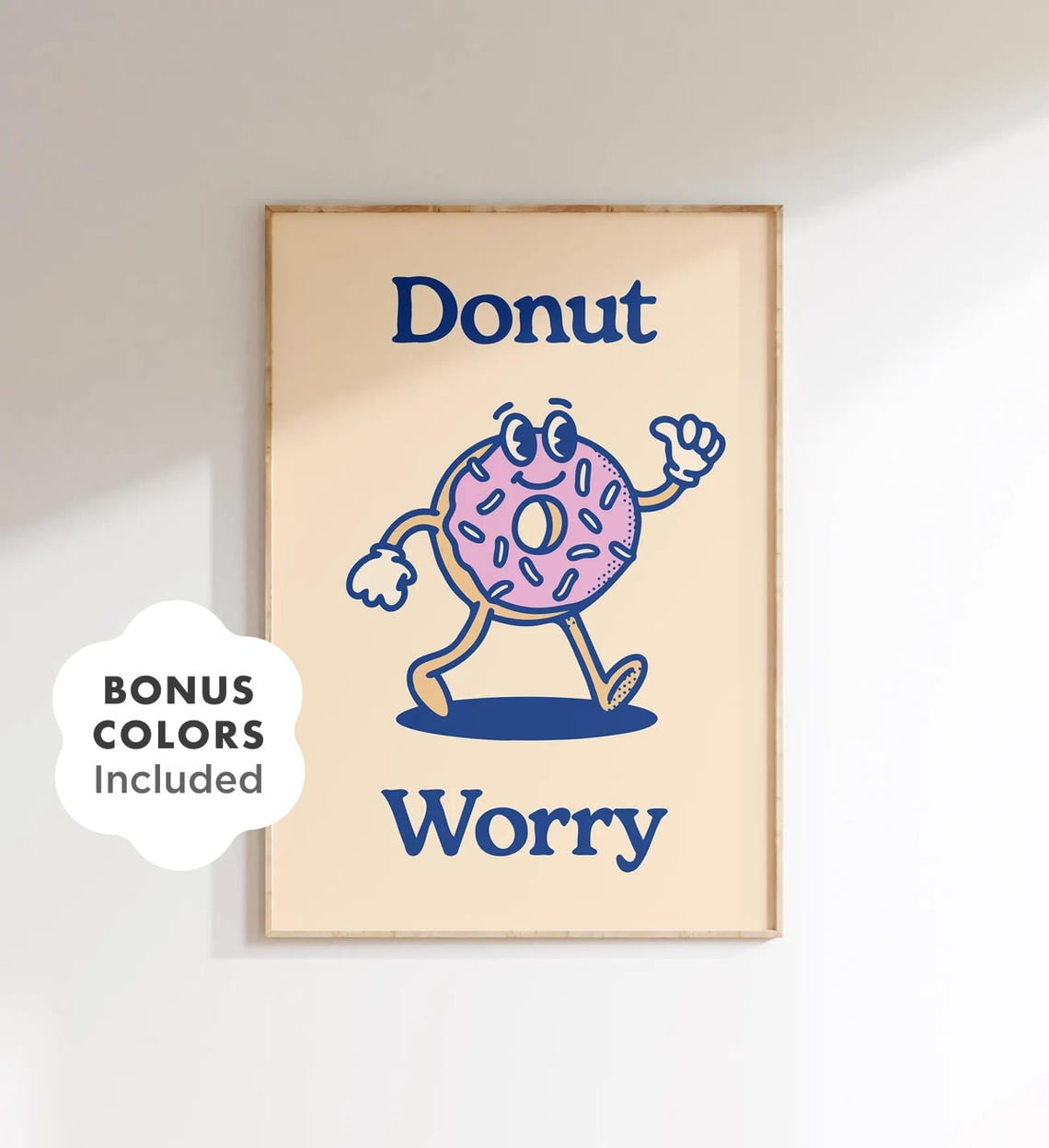 Miluva Donut Kitchen Wall Art Printable, Retro Pastry Poster With Cute ...