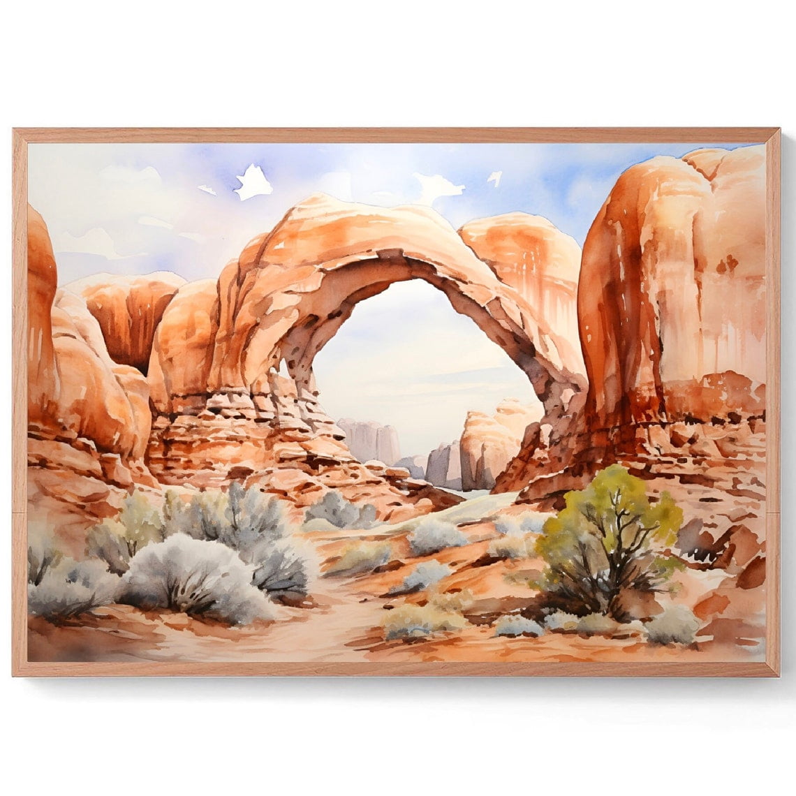 Miluva Double Arch Mountain Arches National Park Poster Utah Art Print ...