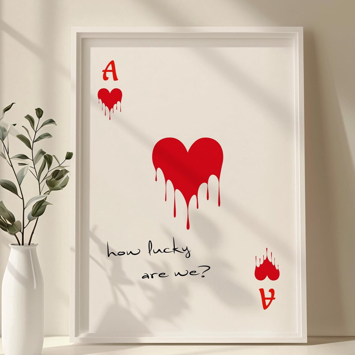 Miluva Dripping Heart Ace Of Hearts Wall Art - Romantic Playing Card ...