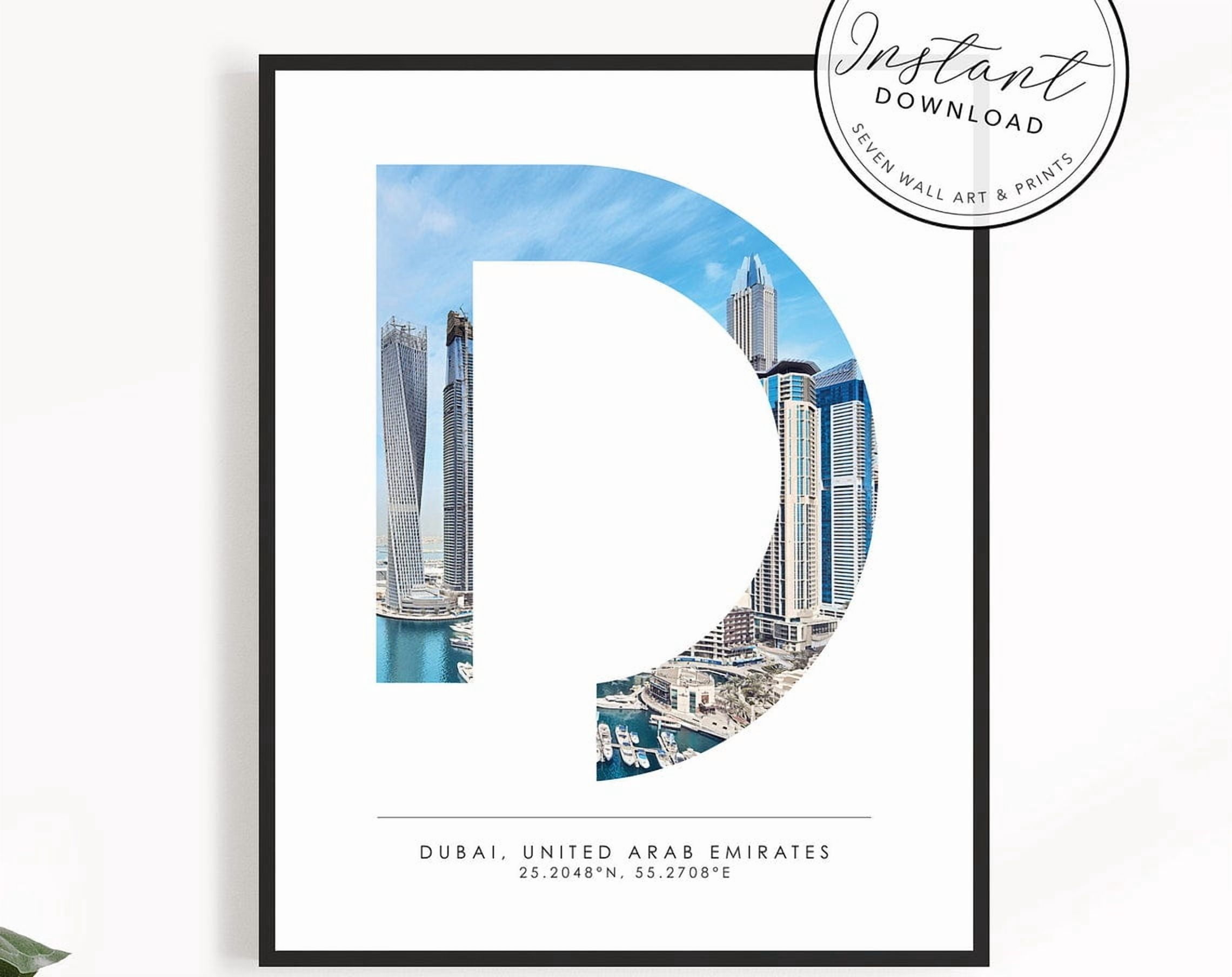Miluva Dubai Print Dubai Travel City Print Dubai Coordinates Print ...