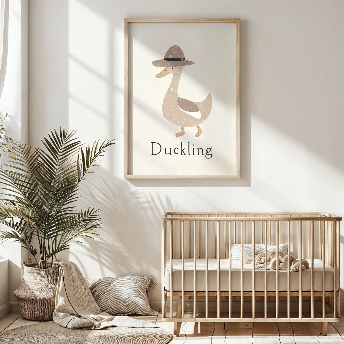 Miluva Duckling In Hat Nursery Wall Art, Cute Duck Poster For Kids ...
