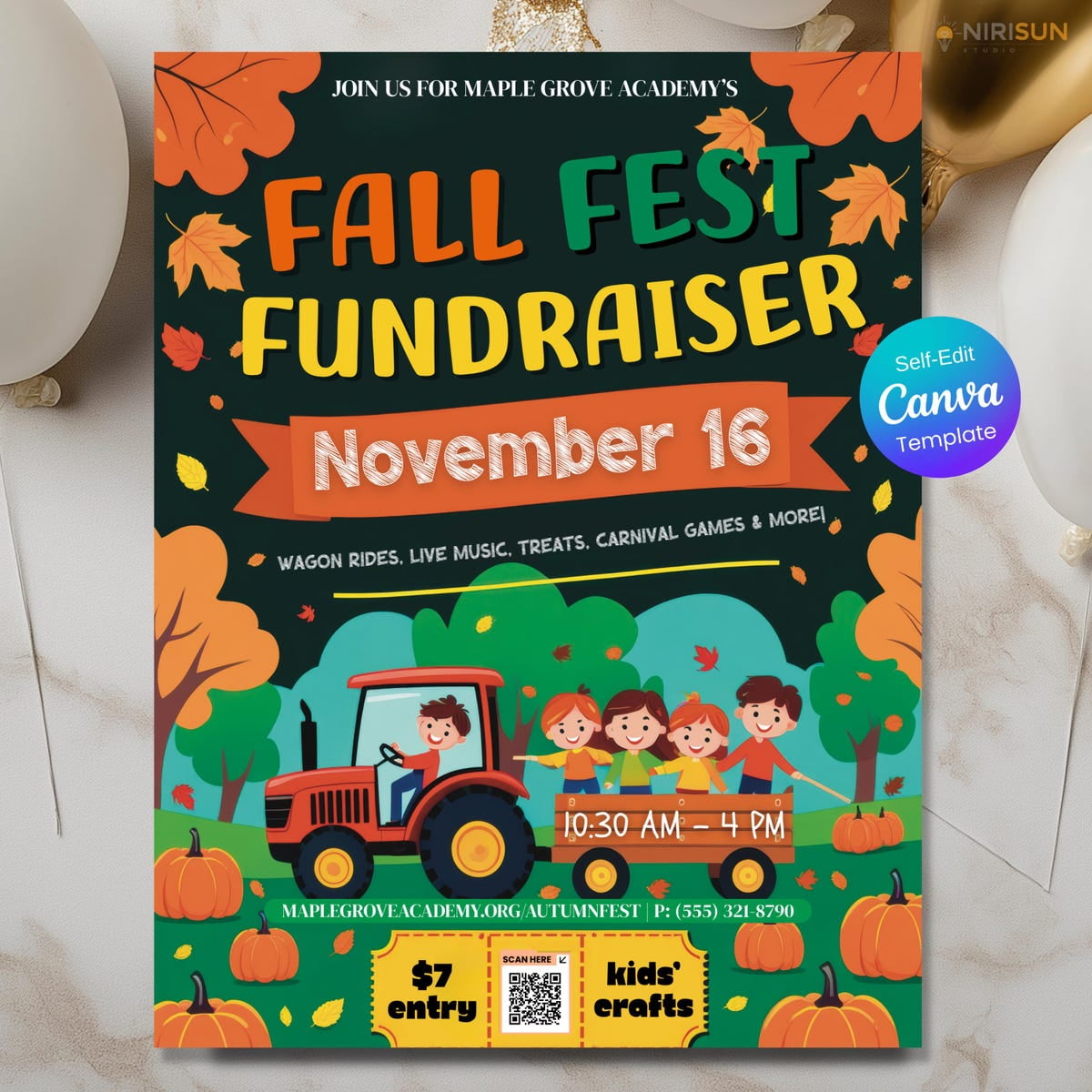 Miluva Editable fall festival flyer template fall harvest poster – Kids ...