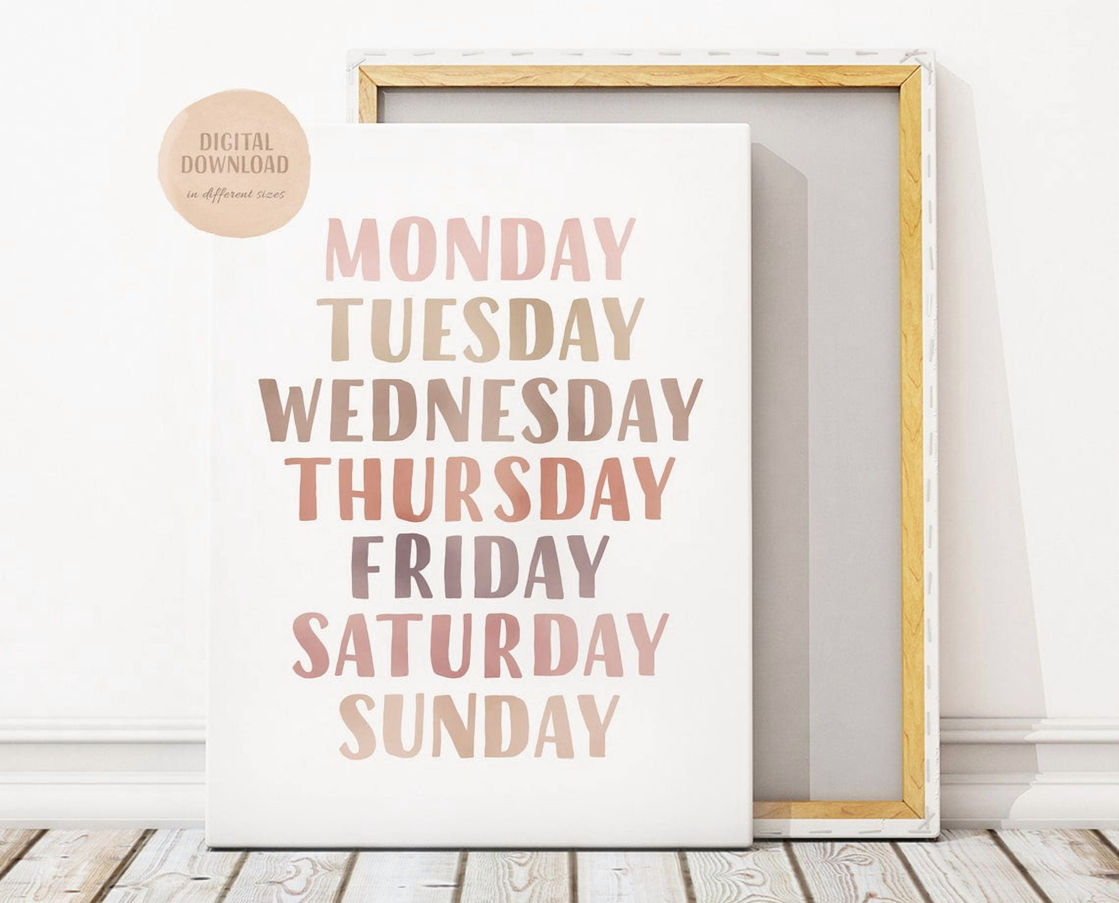 Miluva Educational Printables, Montessori Poster, Neutral Days Of The ...