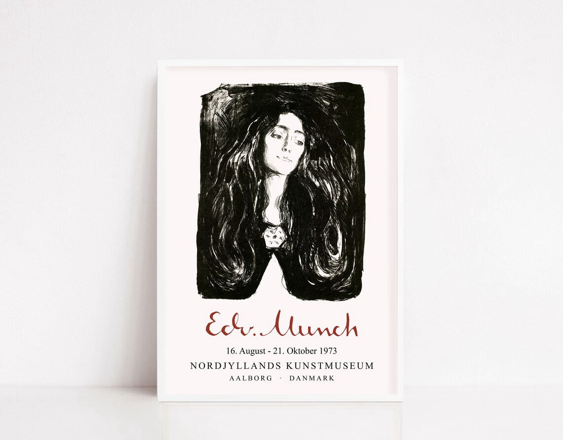 Miluva Edvard Munch Woman Black White Poster / Edvard Munch Poster ...