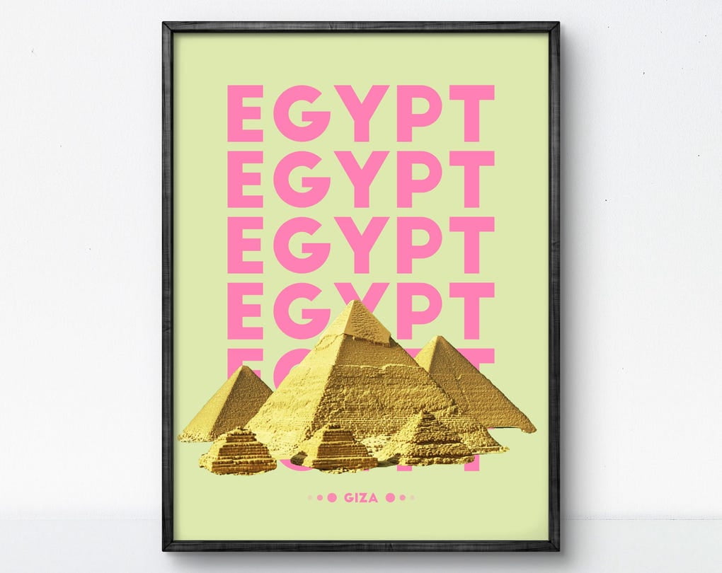Miluva Egypt Giza Pyramids Poster - Minimalist Travel Wall Art - Bold ...