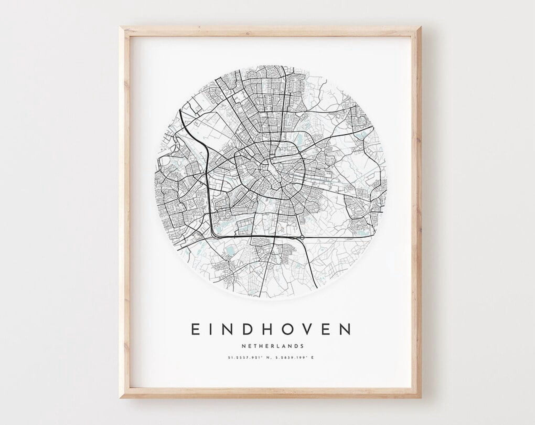 Miluva Eindhoven Map Print, Eindhoven Map Poster City Wall Art ...