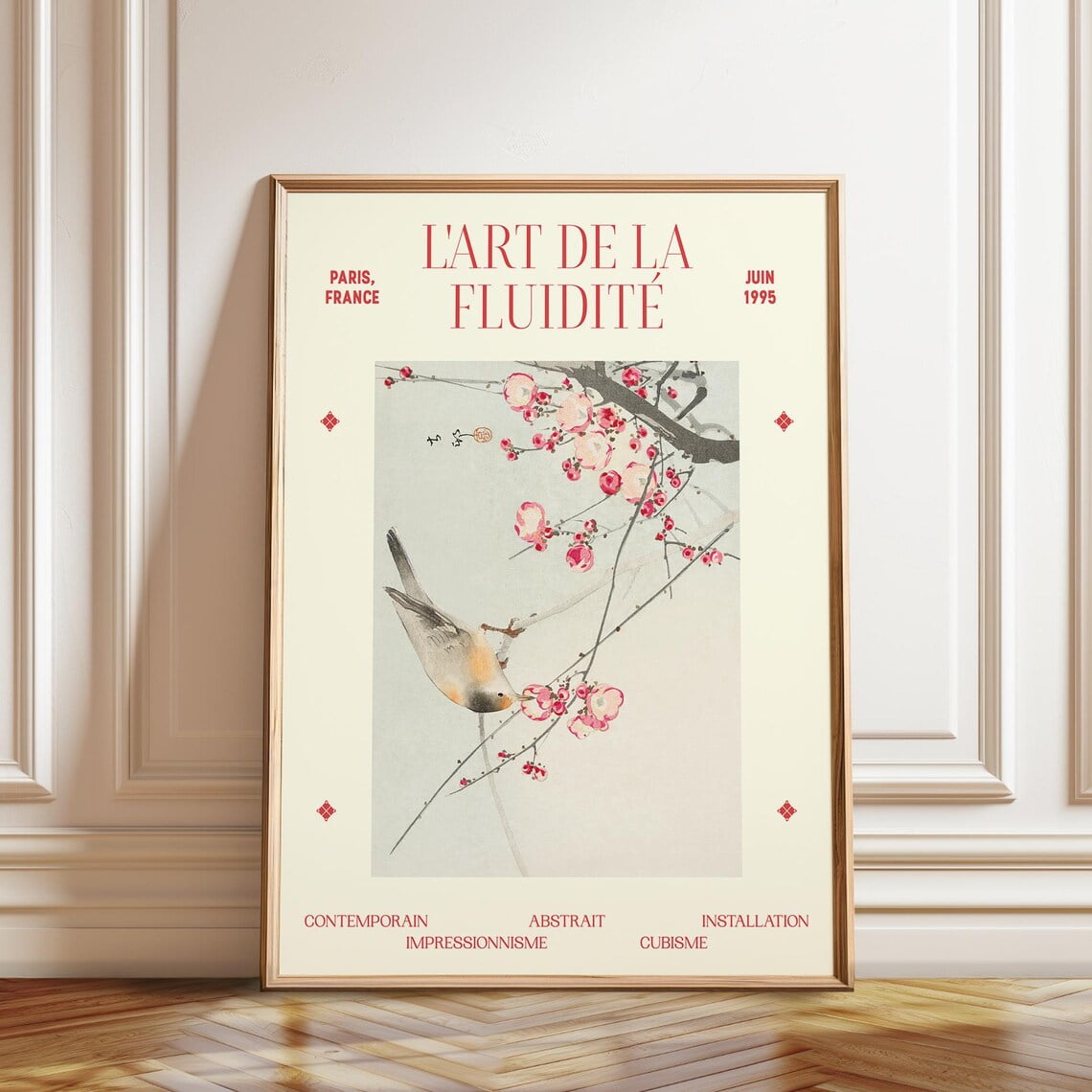 Miluva Elegant Bird And Flowers Poster Aesthetic Wall Decor - Art Of ...