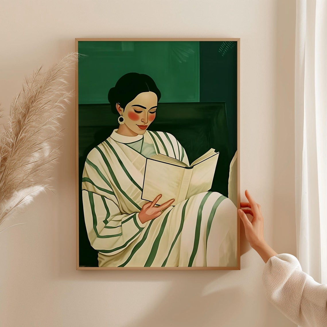 Miluva Emerald Green Abstract Woman Print Minimalist Wall Art ...