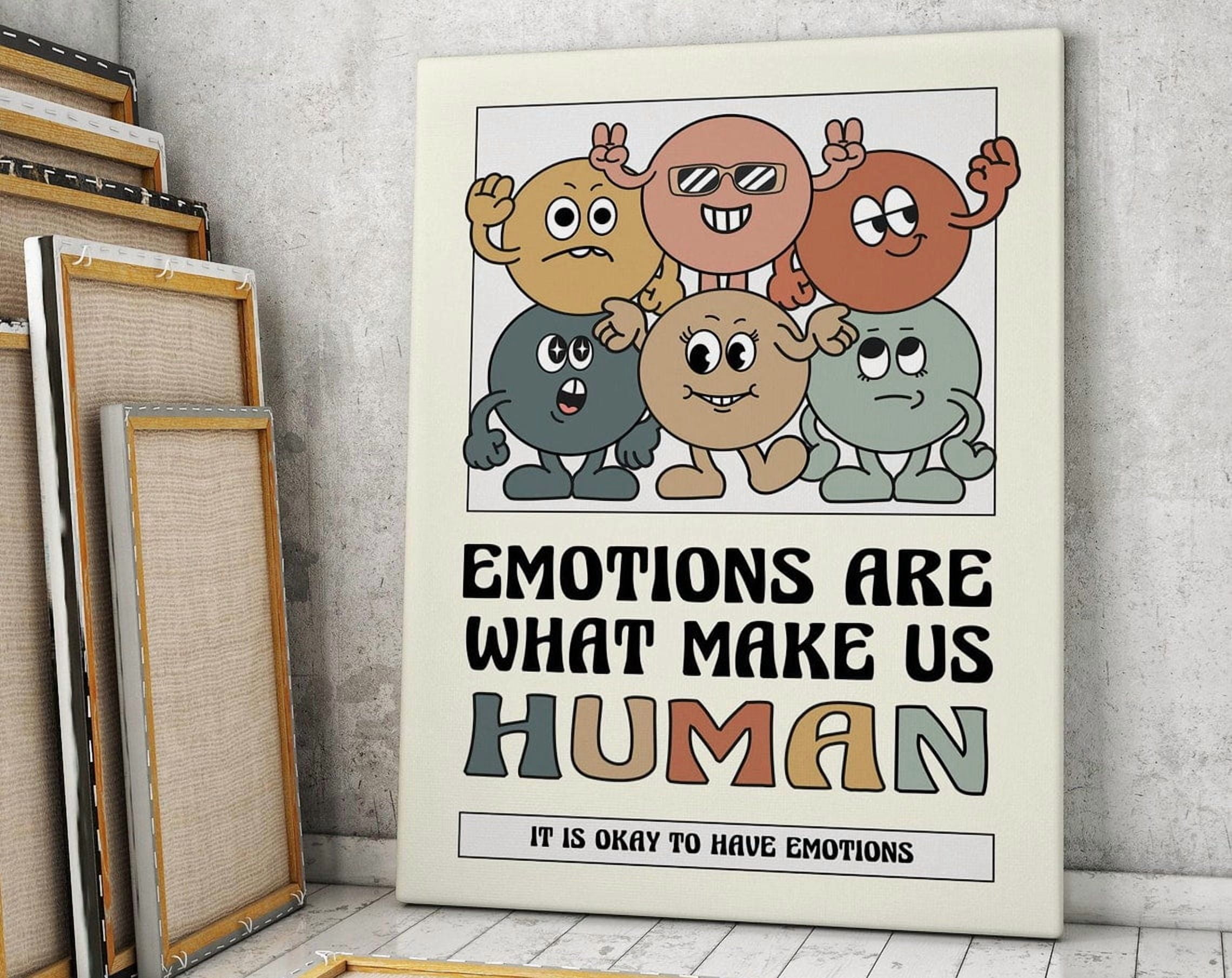 Miluva Emotions Make Us Human Boho Colors Poster, Retro Motivation ...