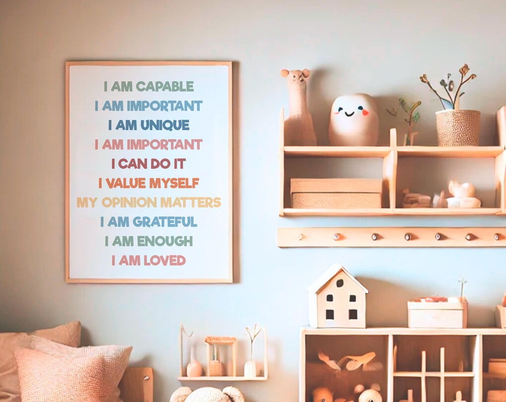 Miluva Empowering Positive Affirmations Poster For Kids - Digital Wall ...