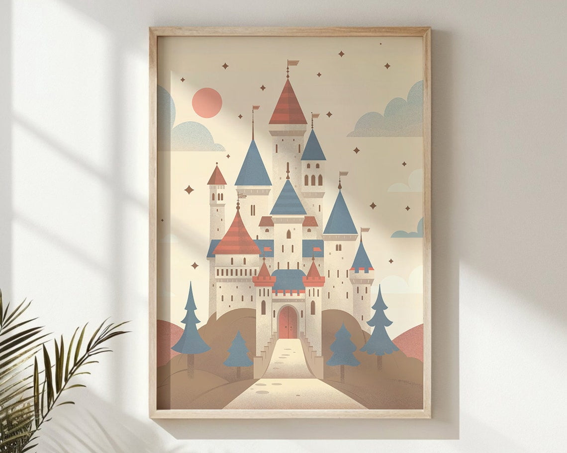 Miluva Enchanted Castle Print, Fairytale Nursery Wall Art, Kids Fantasy ...