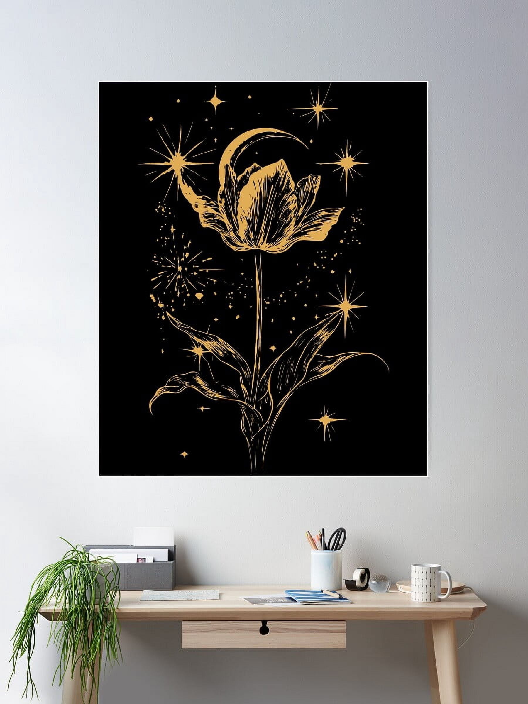 Miluva Enchanted Moon Tulip Art - Celestial Garden Botanical Print ...